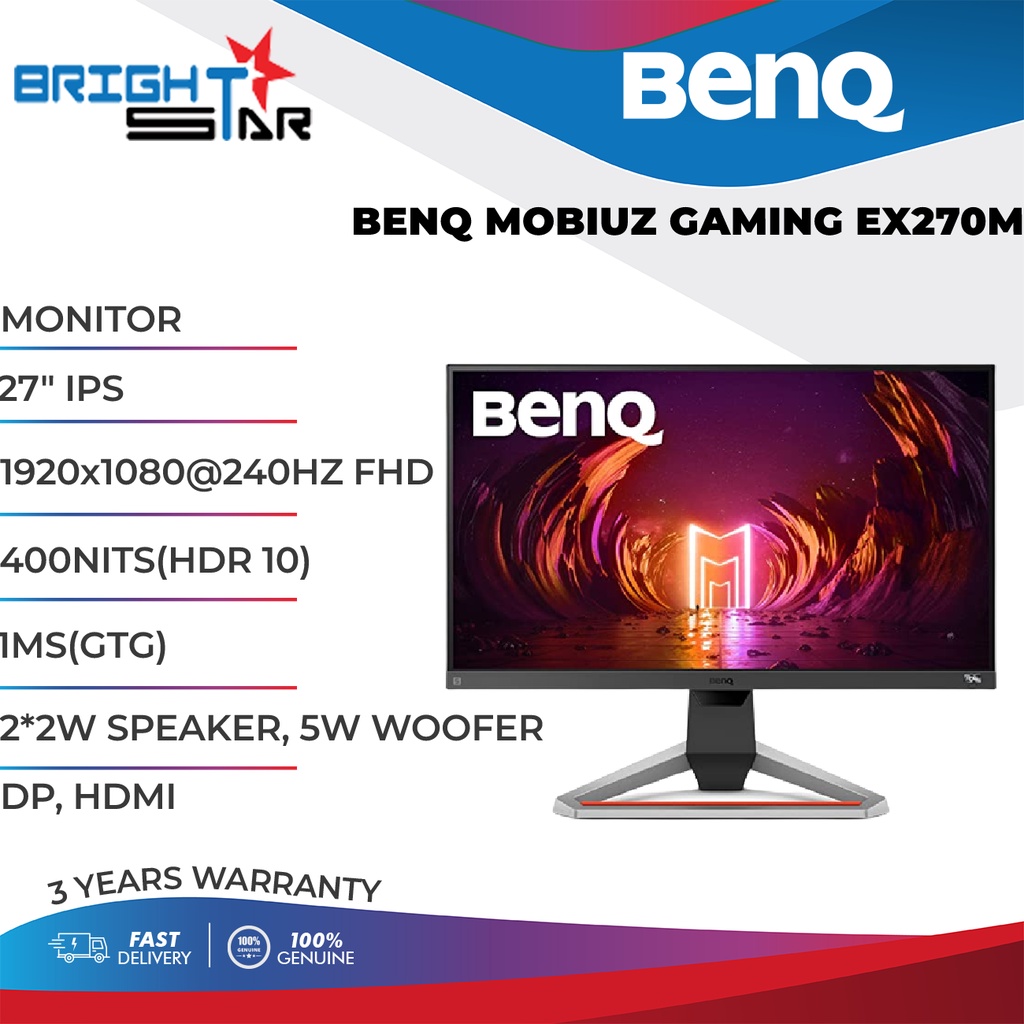 BENQ MOBIUZ GAMING EX270M /27" IPS / 1920x1080@240HZ FHD/400NITS(HDR 10 ...