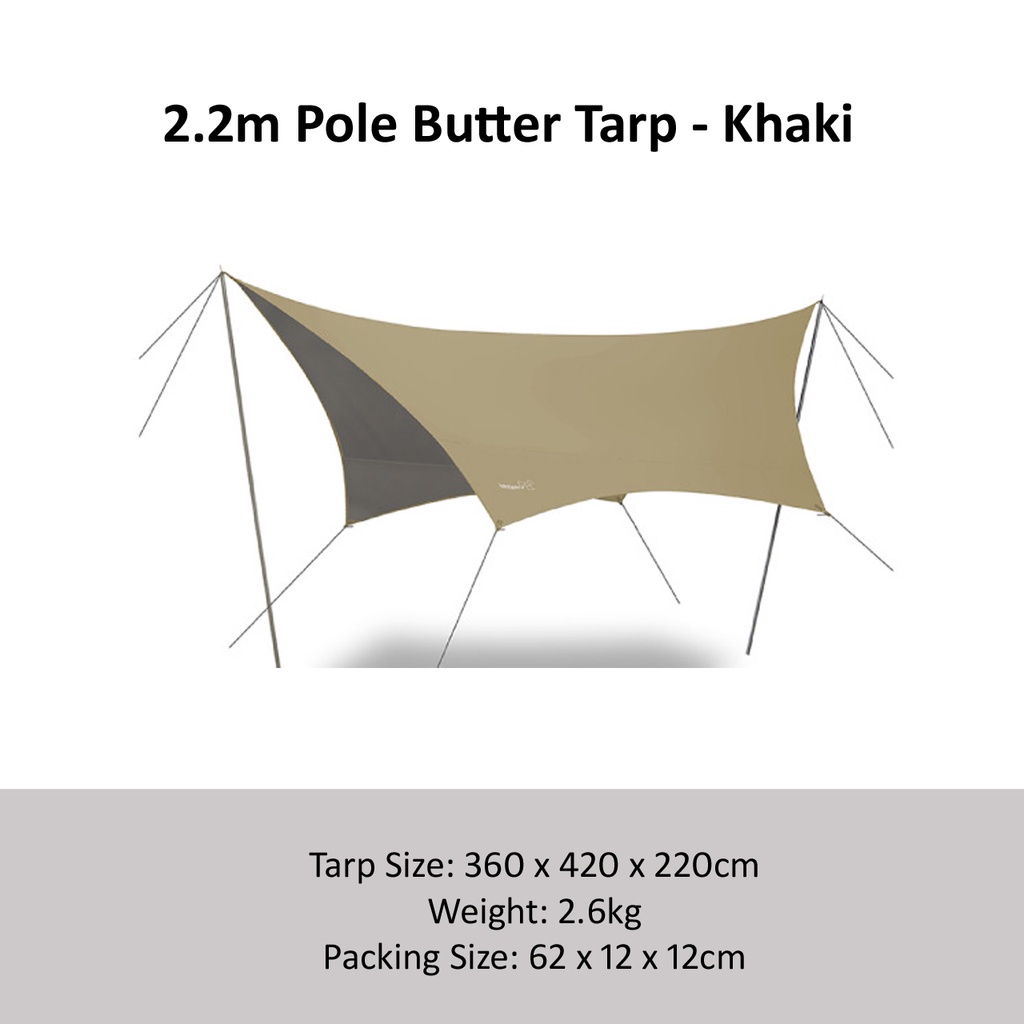 VIDALIDO Butterfly Shape Tarp 3.6m x 4.2m BLACK / SILVER Coating ...