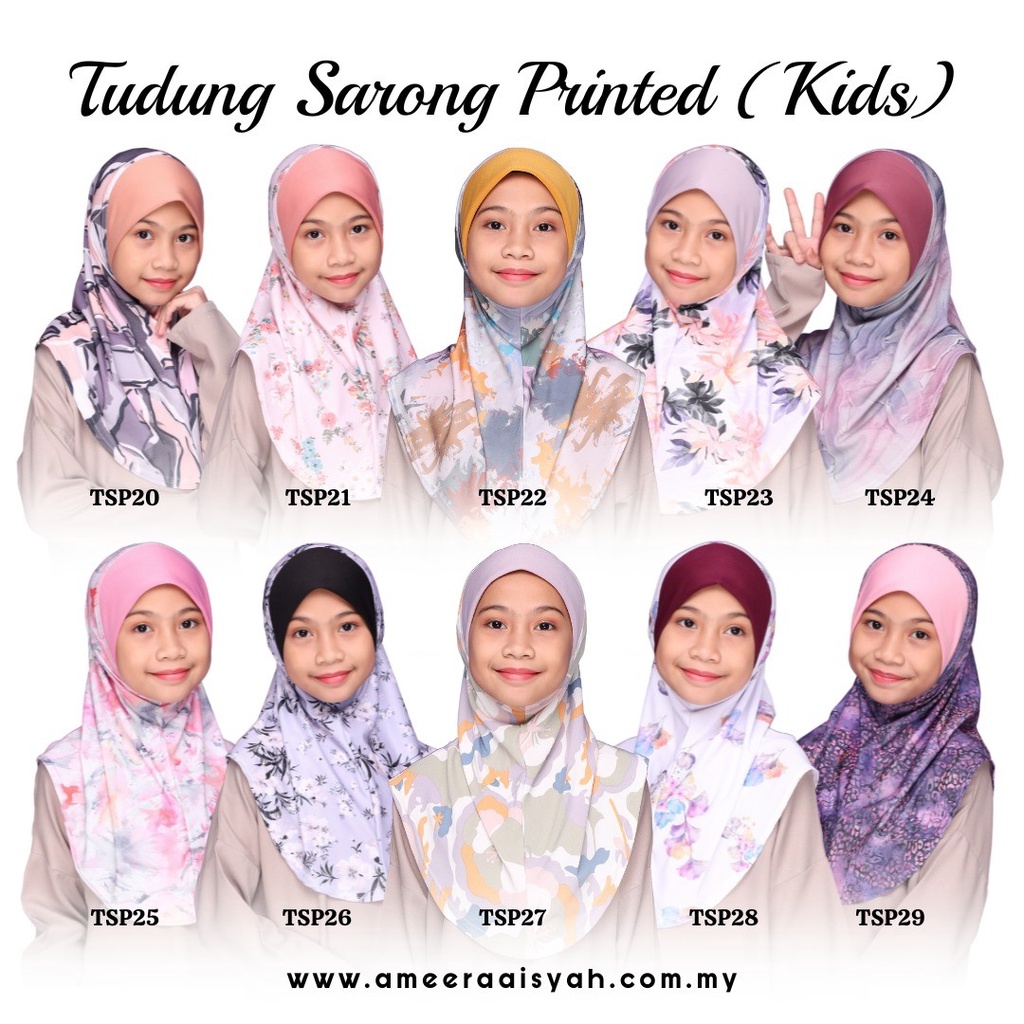 Tudung Instant Printed Mosscrepe Sarung Budak Awning Scuba Corak ...