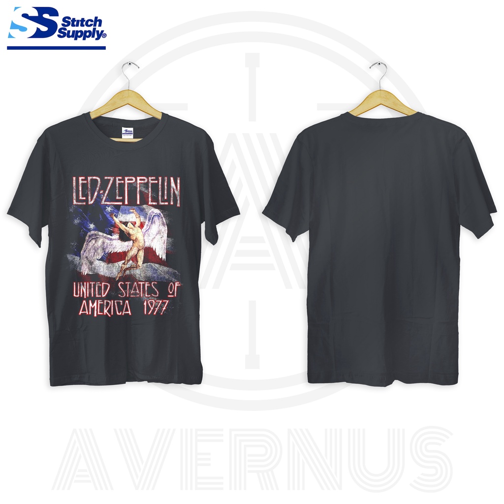 Kaos Band/Music Led Zeppelin - USA '77 Icarus Logo And Flag Shirt ...