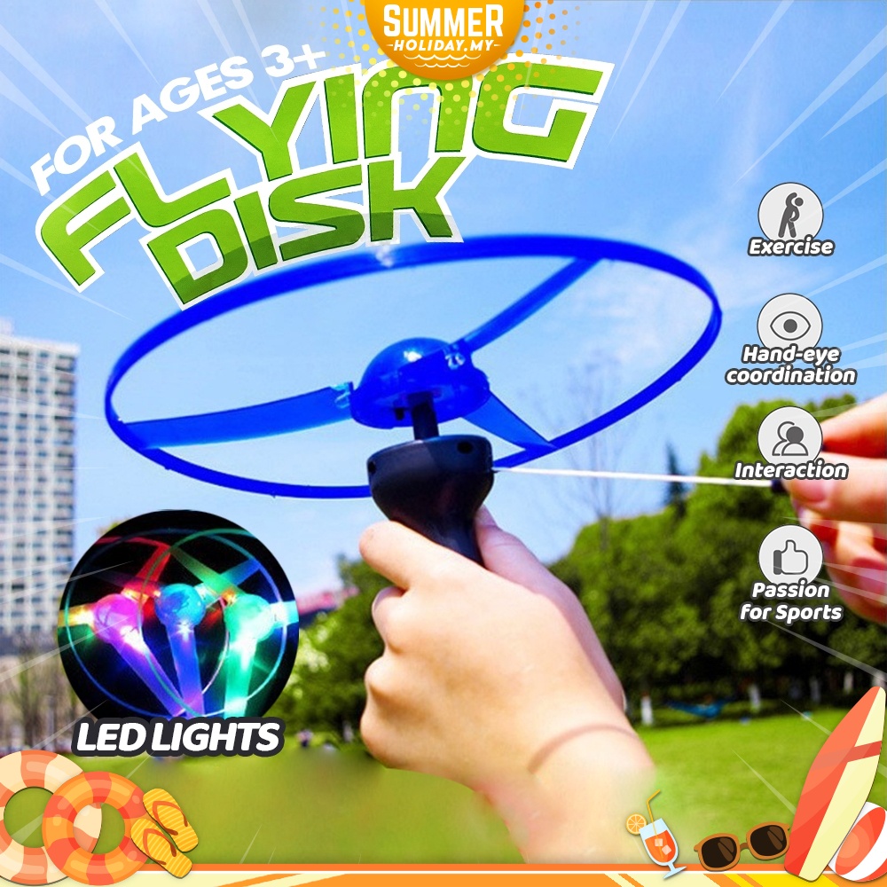 LED Lights Launching Flying Disk Pulling Air Spinning Top Aim Target ...