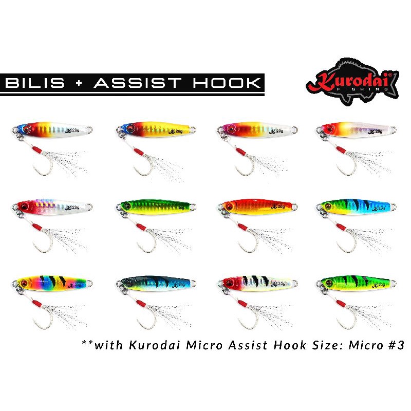 10g/15g- Handmade Jigging Lure BILIS Kurodai Jig complete with Assist Hook (Light Jig / Micro ...
