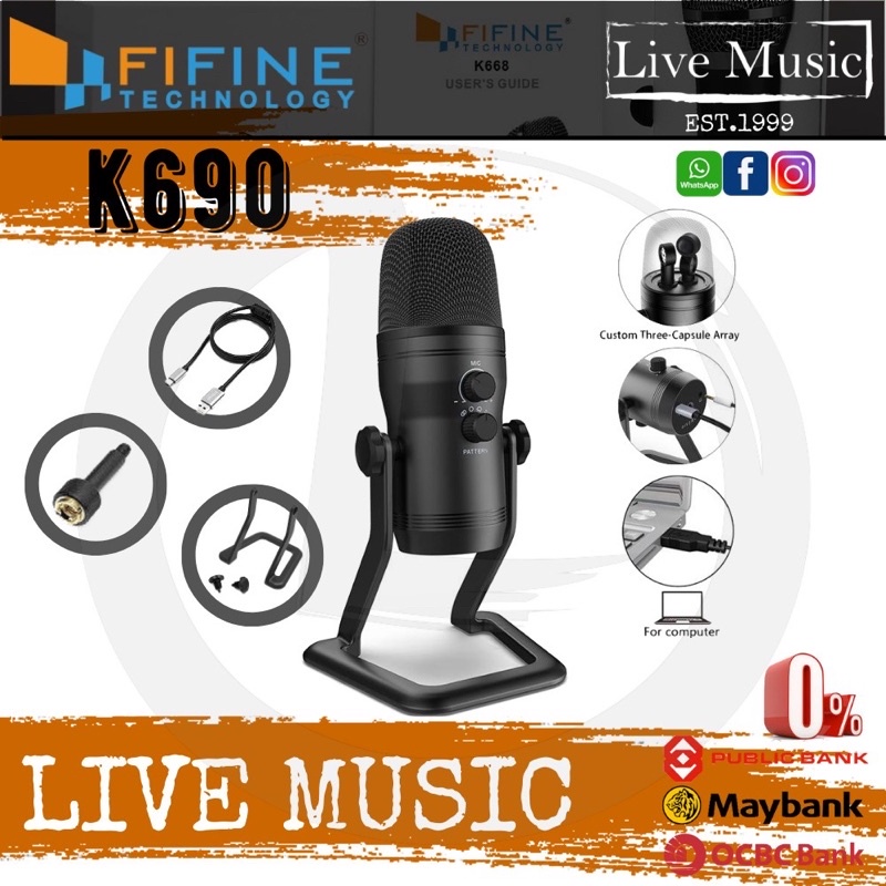 FIFINE K690 Microphone with 4polar patterns ASMR | Shopee Malaysia