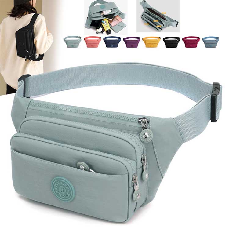 Multi-layer Nylon Waist Bag Chest Bag Casual Simple Multifunction ...