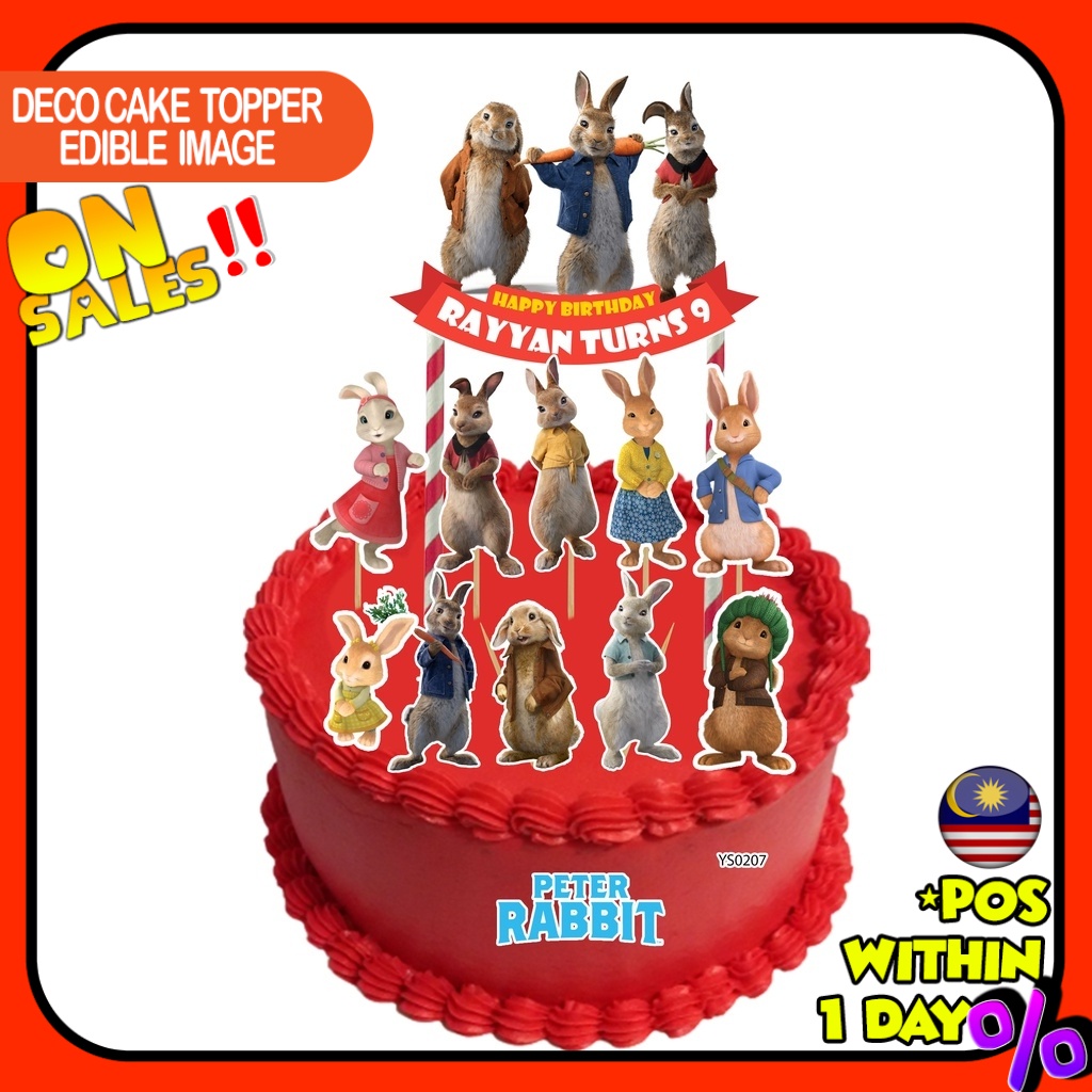 [CUSTOM NAME] Happy Birthday Cake Topper Peter Rabbit Decoration Set ...