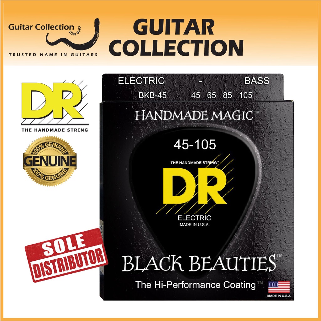 DR Strings BKB-45 BLACK BEAUTIES Black Coated Stainless Steel Bass ...