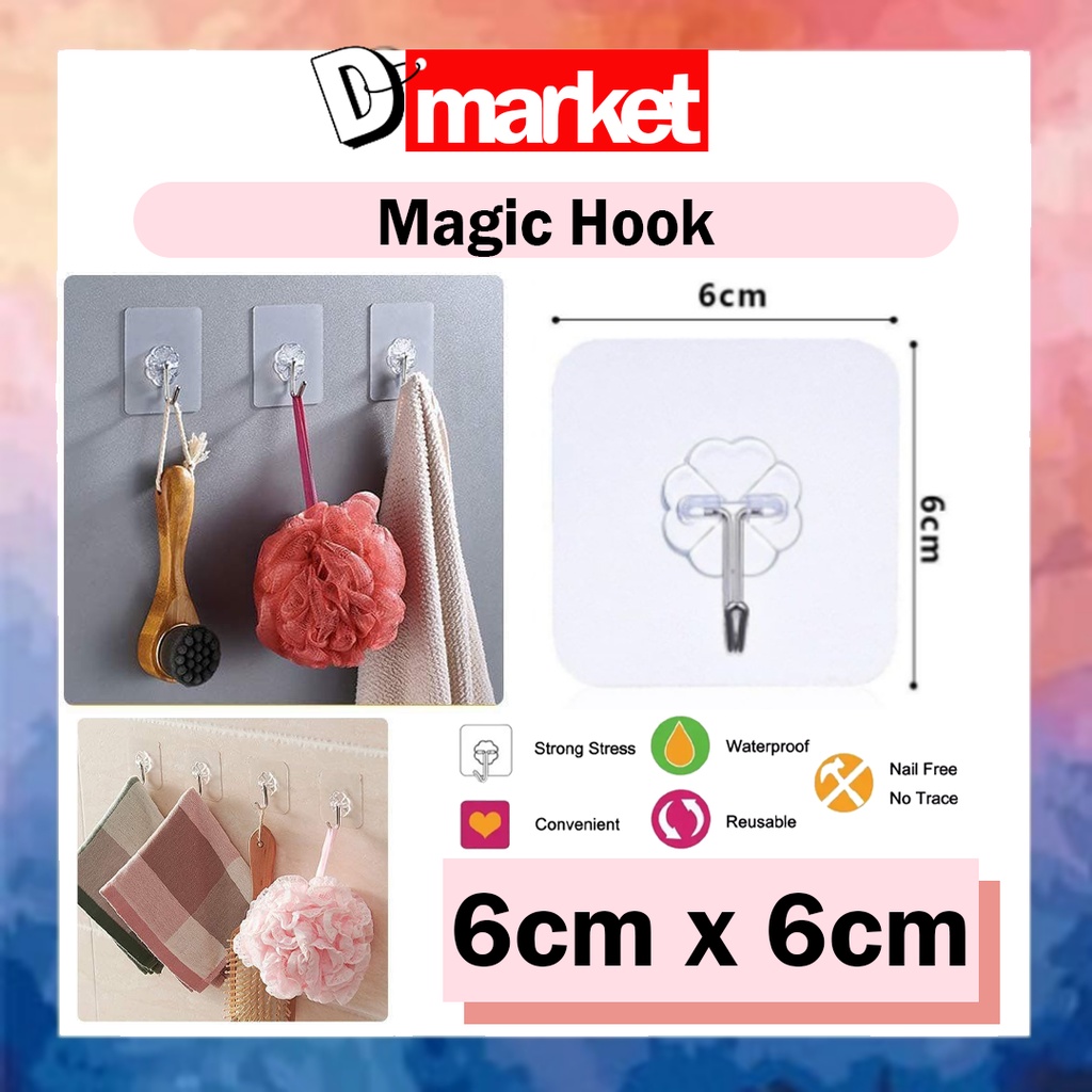 1 pc - Magic Hook Transparent Magic Hook Wall Stick Without Nails ...