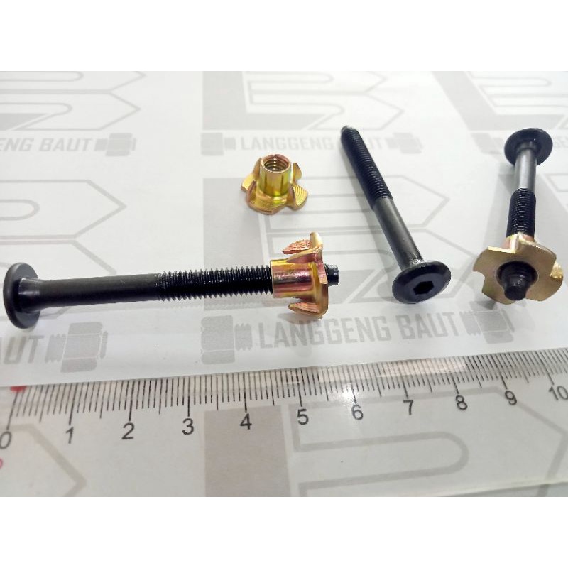 HITAM Jcbc M6x60 Black Flat 6cm L Speaker Bolt + M6 Claw Nut | Shopee ...