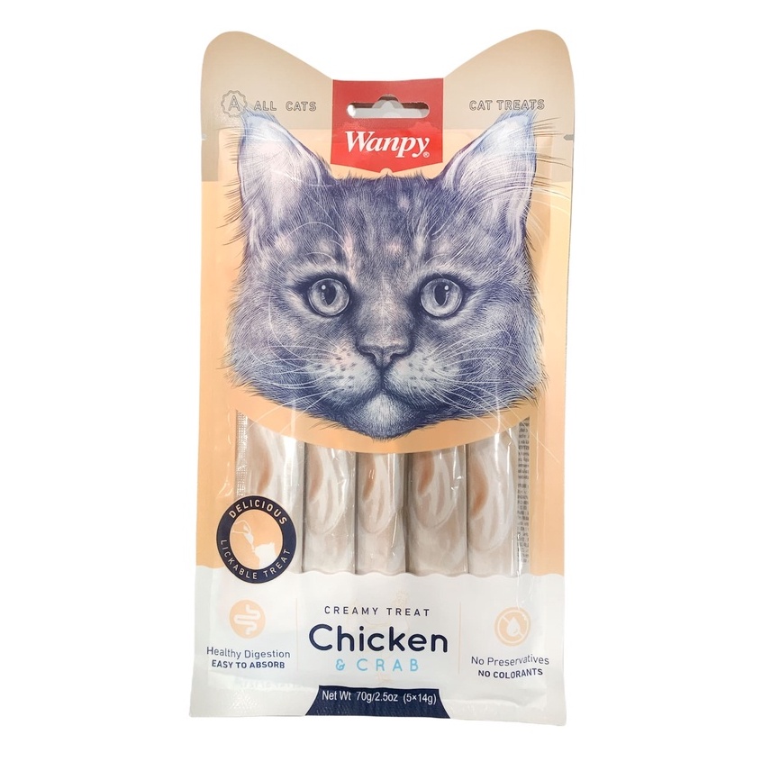 Wanpy Creamy Treats For Cat / Cat Stick Cat Lick / Snack Kucing (70g ...