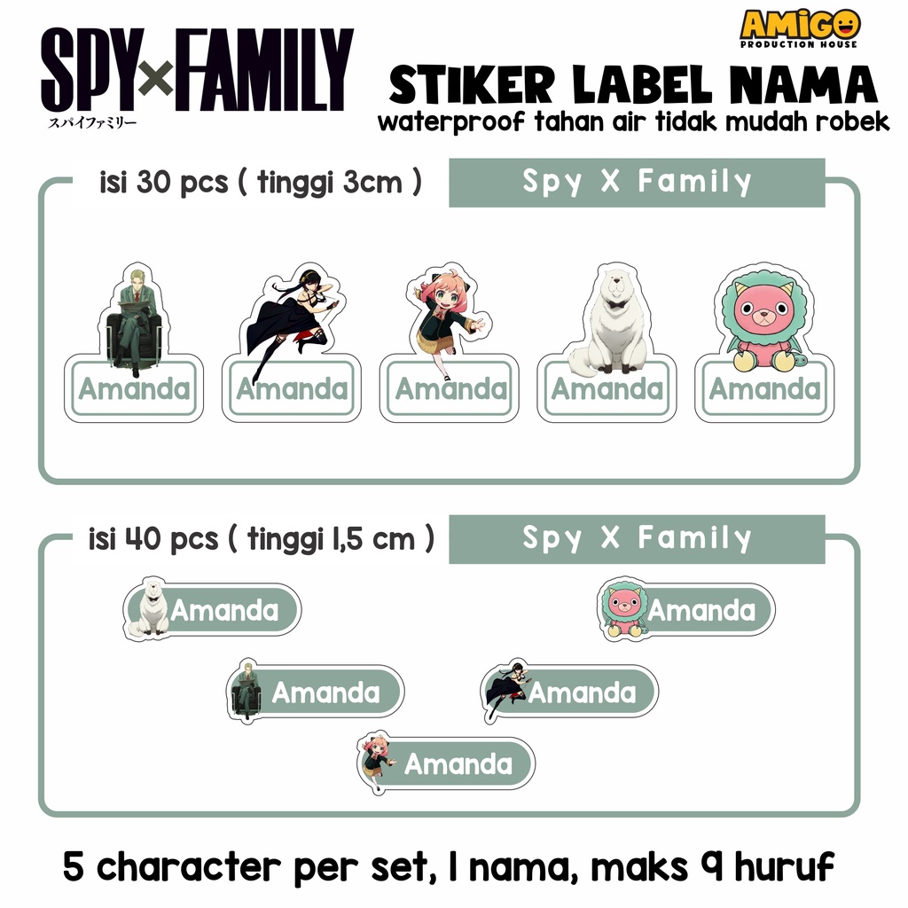 Children's Name Label Sticker Picture Sticker Spy X Fam Sticker Anya ...