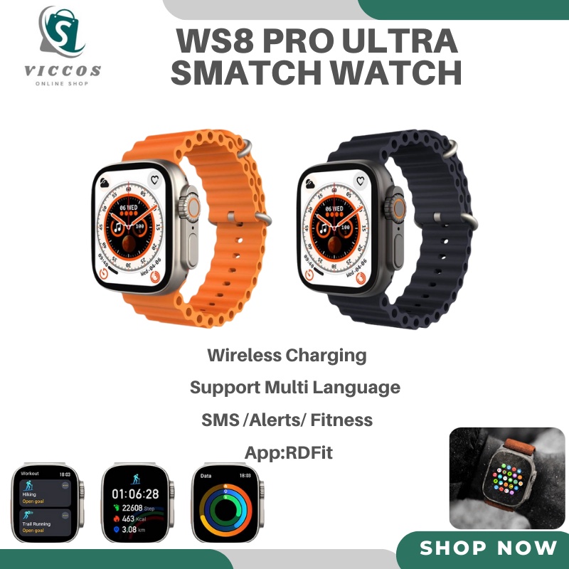 WS8 Pro Ultra Smart Watch Wireless Charger Bluetooth Call Full Touch Screen Receive Short ...