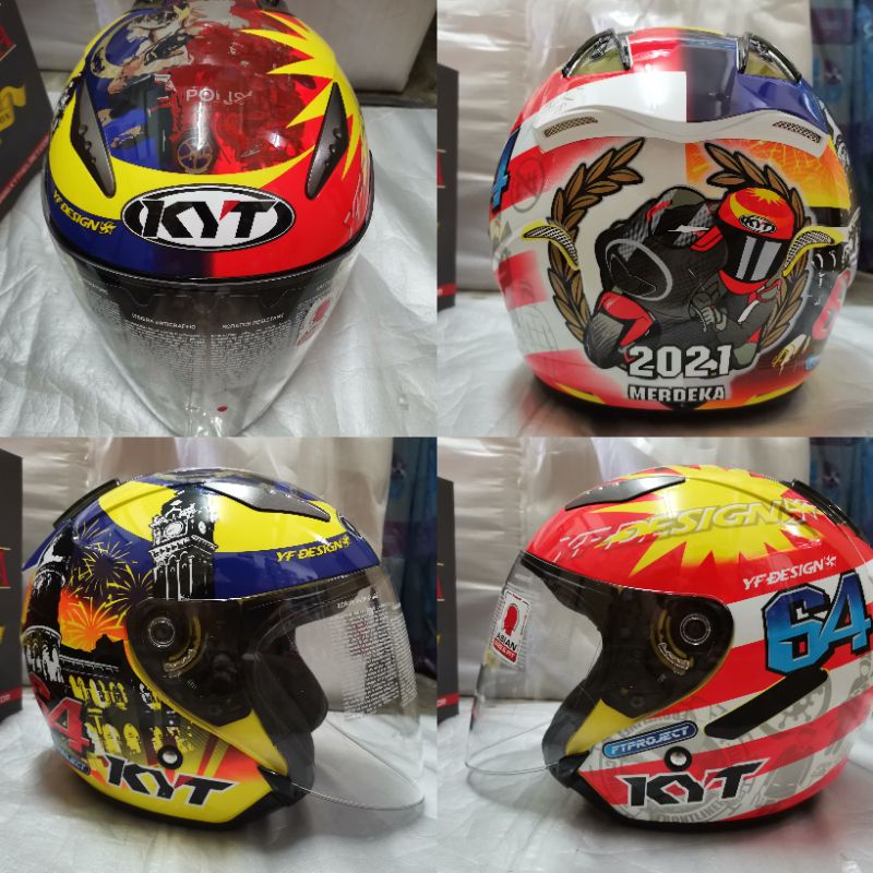 KYT MERDEKA 64 🇲🇾 HELMET KYT MERDEKA 2021 HELLCAT MALAYSIA VENOM NFJ ...