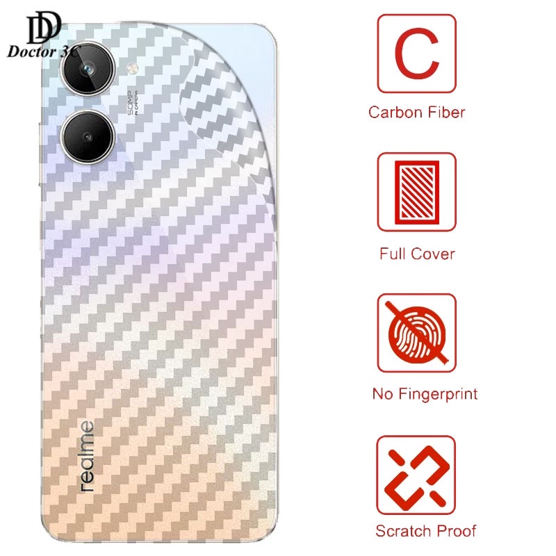 3D Transparent Carbon Fiber Sticker For Realme Note 60 60X 50 14 14+ 14T 13 13+ 12 12+ 11 11X 10 ...