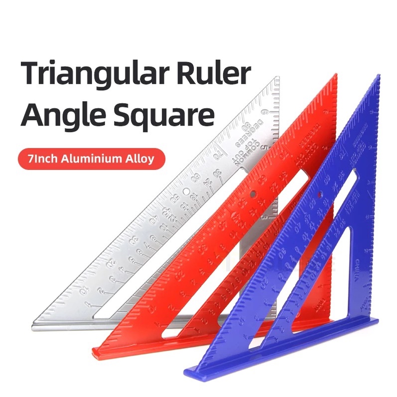 7inch Triangular Ruler Square Metric Aluminium Alloy Triangle Angle ...