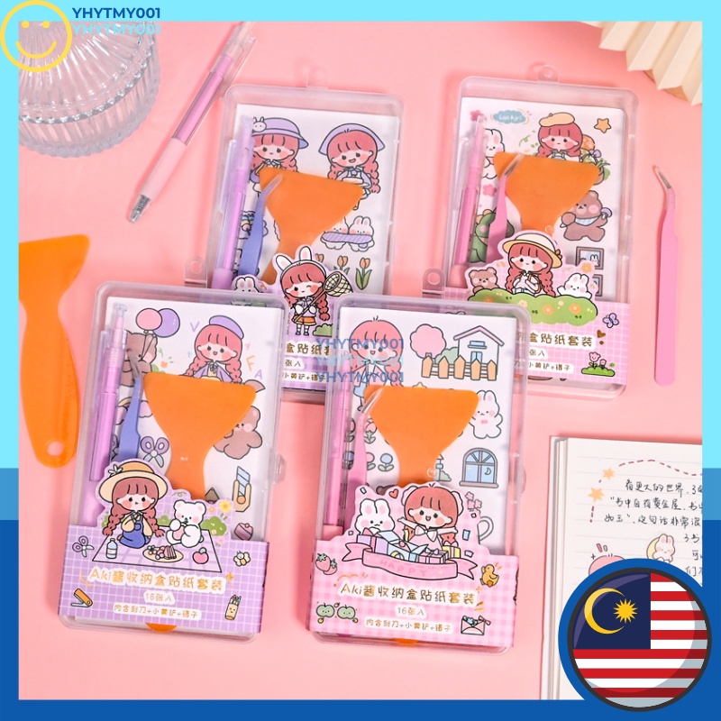 16 Pieces Stickers Self Cut Engraving Knife Storage Box Set DIY ...