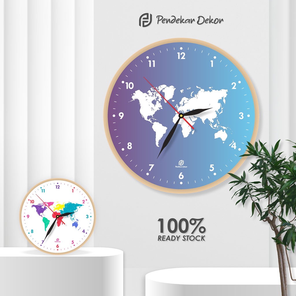 Unique WALL CLOCK - MAP WALL CLOCK - WORLD MAP WALL CLOCK - BEAUTIFUL ...