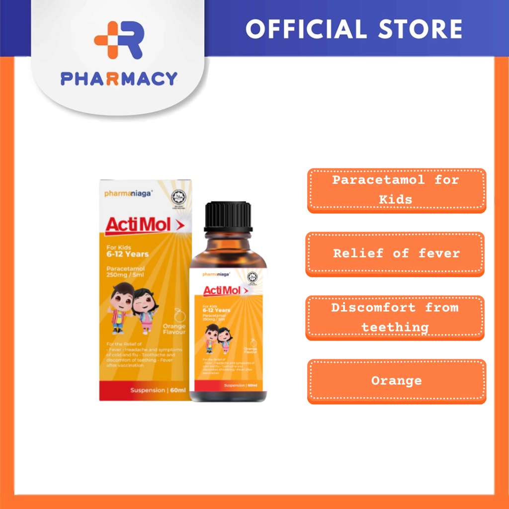 R Pharmacy | Actimol Kids Paracetamol 250mg/5ml Suspension 60ml ...