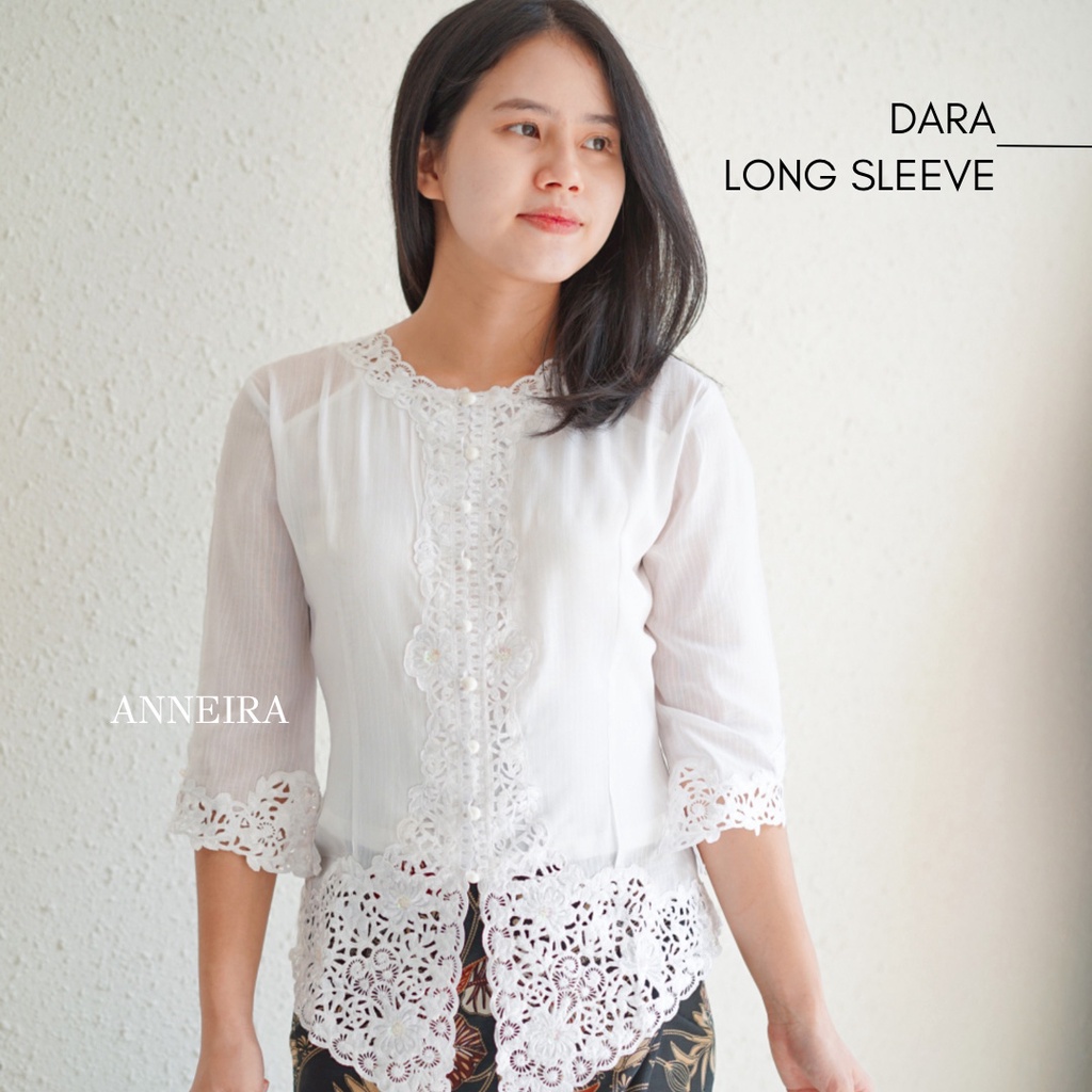 PUTIH Modern White KEBAYA Long Sleeve 3/4 (DARA) | Shopee Malaysia