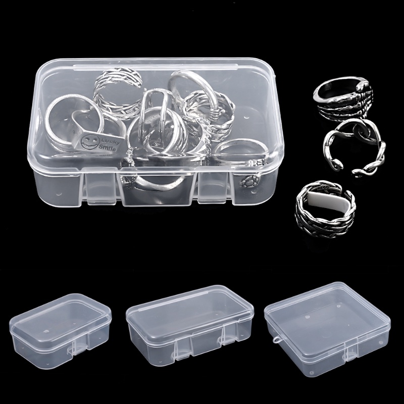 2Pcs Transparent Plastic PP Flip-top Jewelry Storage Boxes Dustproof ...