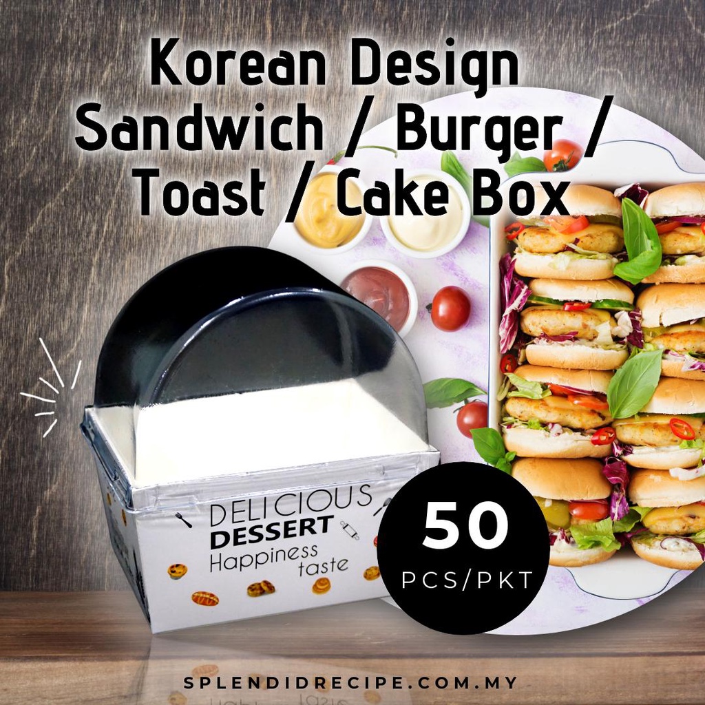 Korean Design Sandwich | Burger | Toast | Cake Paper Box (50 pcs ...