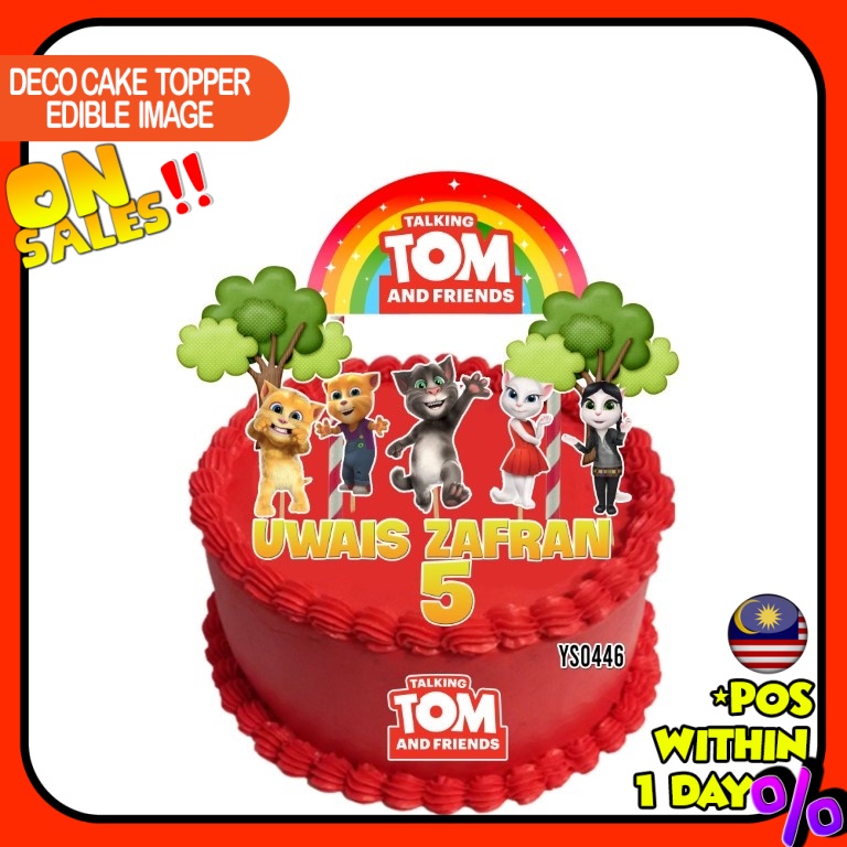 [CUSTOM NAME] Happy Birthday Cake Topper Talking Tom & Friends ...