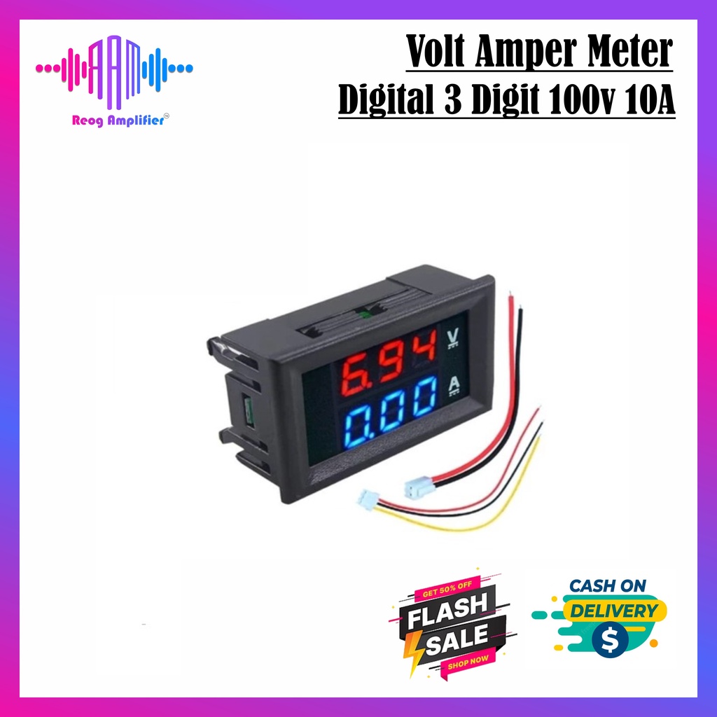 3-digit Digital Ampere Volt Meter 100v 10A | Shopee Malaysia