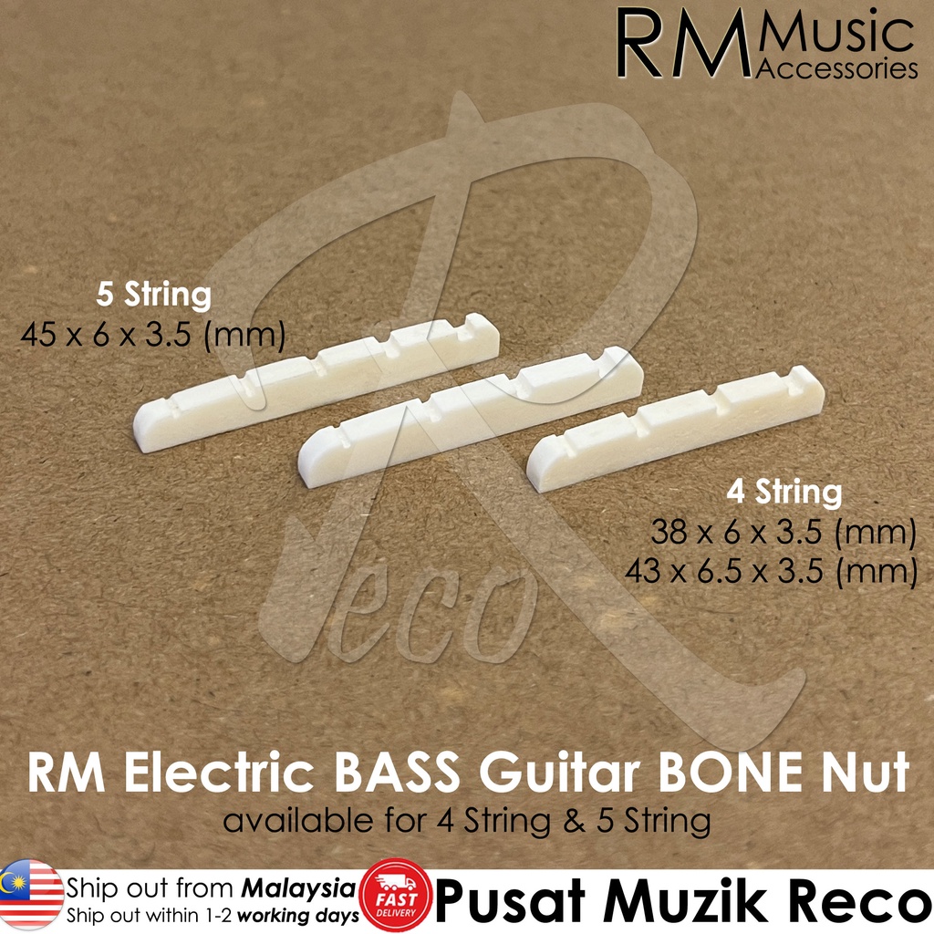 RM Electric BASS Guitar BONE Nut Flat Bottom 4 String / 5 String NUT ...