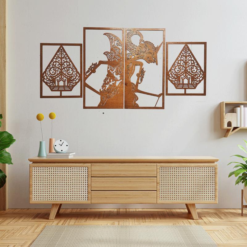 KAYU HIASAN DINDING Wooden wall decoration with Wayang Shadow motif ...