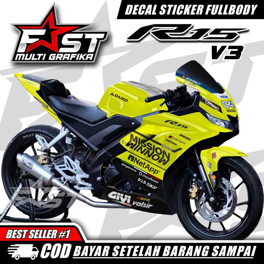 New Decal R15 V3 Fullbody Mission Winnow Sticker striping Decal Yamaha ...