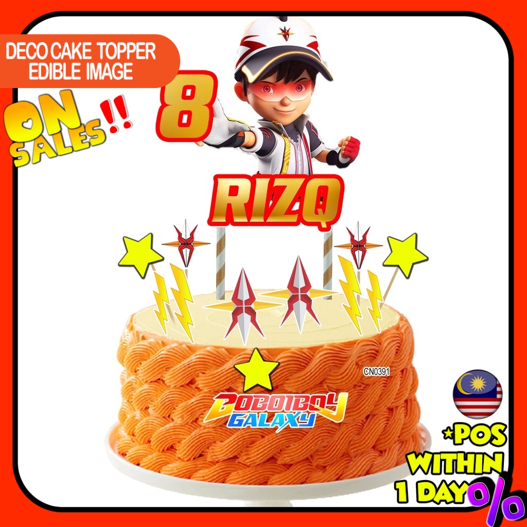 [CUSTOM NAME] Happy Birthday Cake Topper Boboiboy Decoration Set Party ...