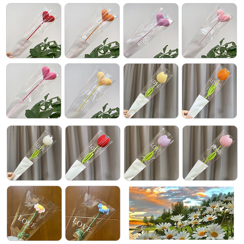 Handmade DIY Crochet Tulip Romantic Knitte Flower Bouquet Valentine's Day Gift | Shopee Malaysia