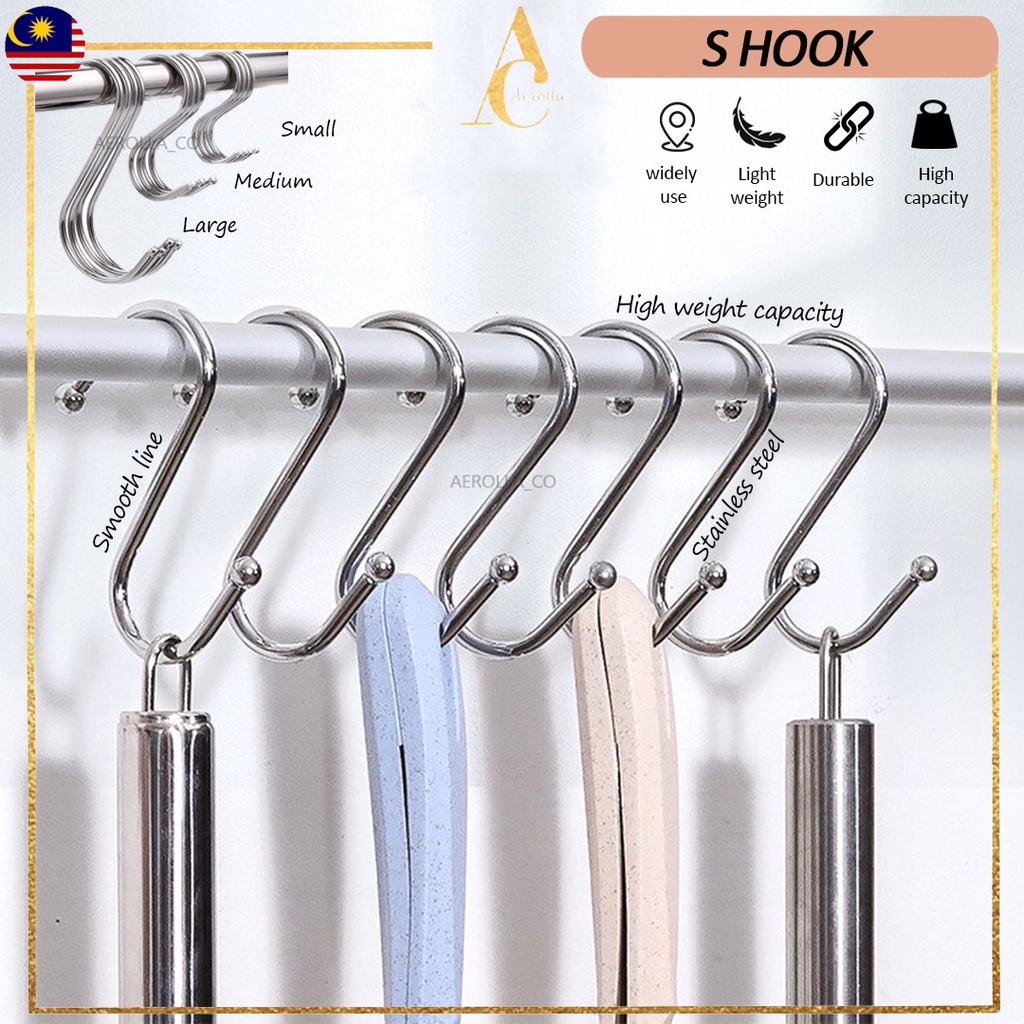 [NEW] Stainless Steel S Hook Metal Hook Cangkuk S / S Shape Hook ...