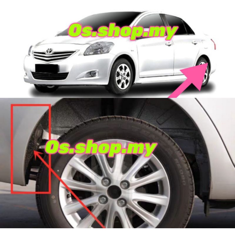 Toyota Vios ncp93 dugong 2007- 2013 REAR FENDER BUMPER LINER BELAKANG ...