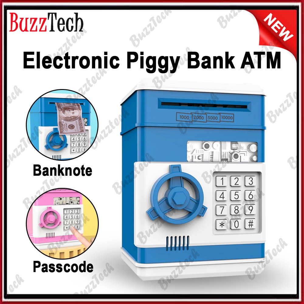 BuzzTech Electronic Piggy Bank ATM Money Safe Sound Effect Strongbox ...