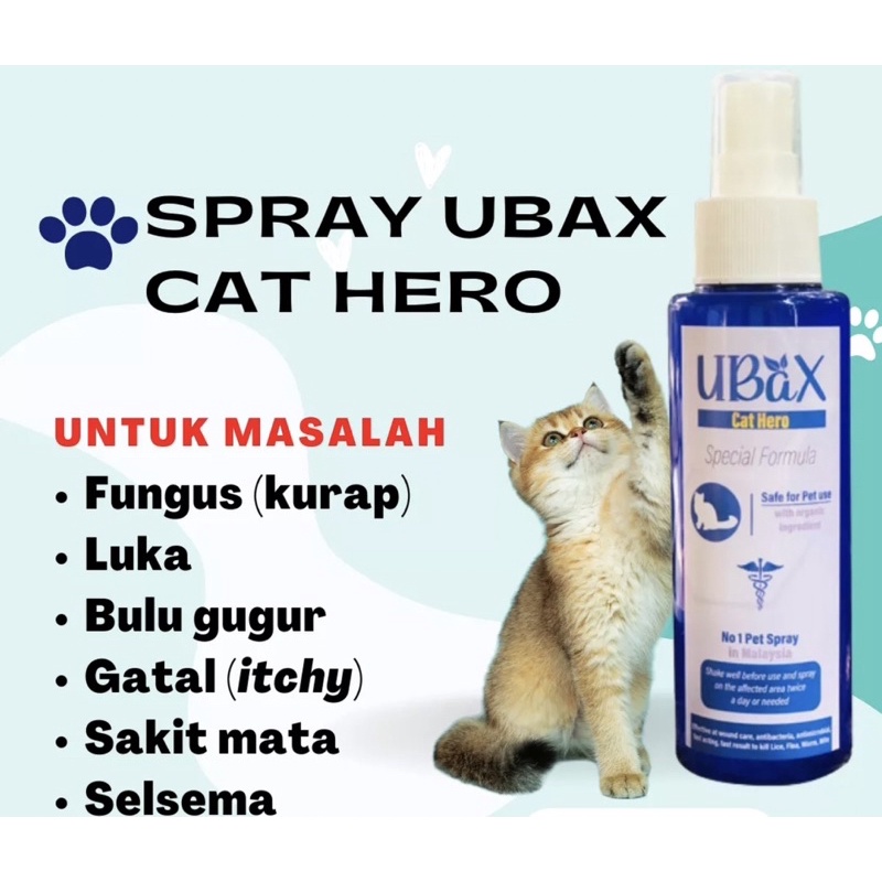 Ubax Spray Untuk Luka- Selsema, Sakit Mata, Kurap Untuk Kucing 100ML ...