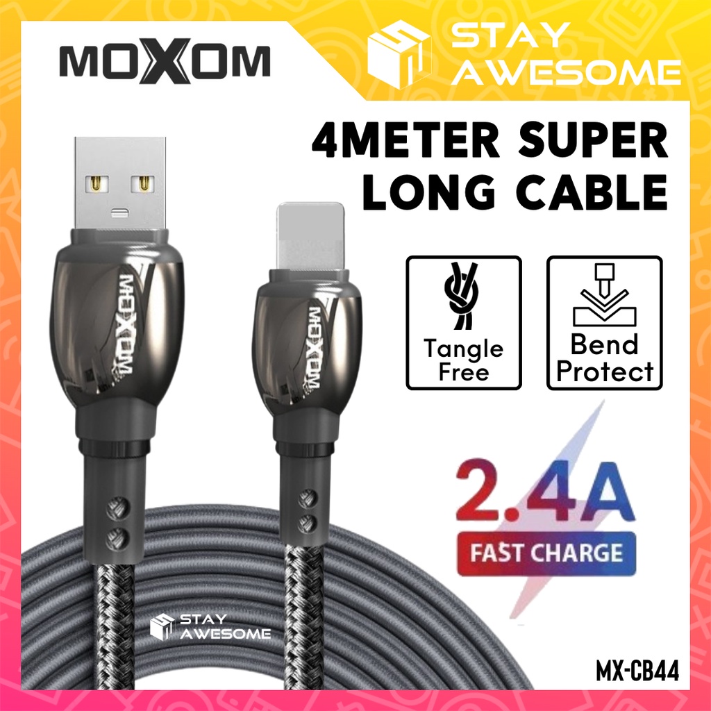 MOXOM Kabel USB C Cable Long USB Cable 4Meter MX-CB44 2.4A Wayar USB C ...