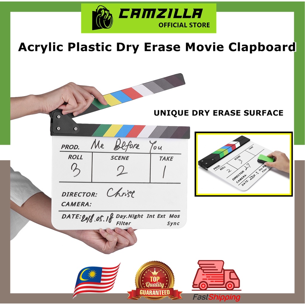 Directors Film Clapper Board Film Slate, Acrylic Plastic Dry Erase ...