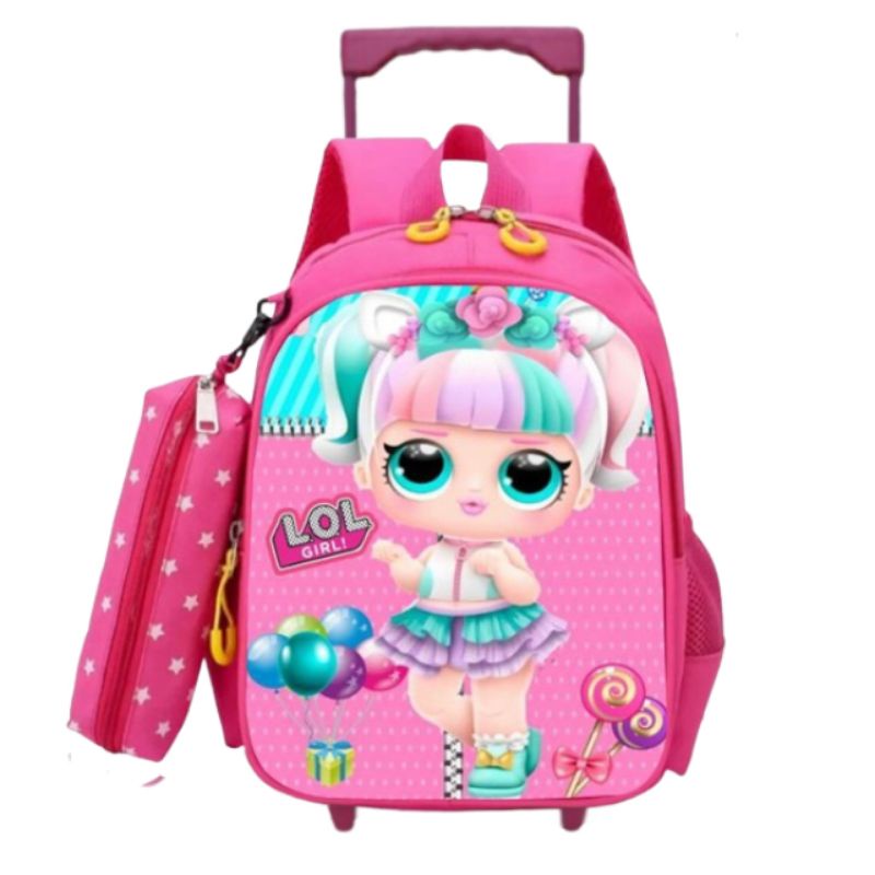 Girls' trolley bags - lol girl patterned push bags - elementary school ...
