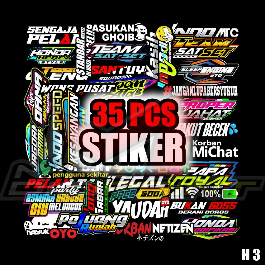 Viral WORDS RACING STICKERS - CONTENTS 35 PCS - CODE H3 | Shopee Malaysia