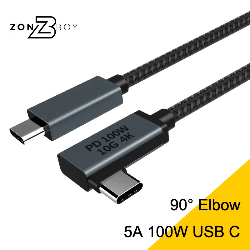 100W USB C to Type C 5A Charging Cable 90 Degree Angle Fast Charge E ...