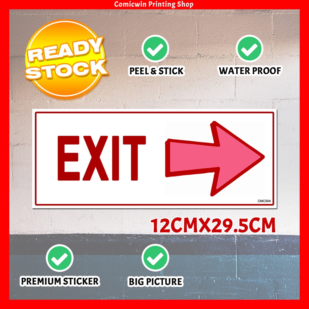 CMC504 Exit Arrow *Right* Sticker (29.5x12cm) Direction Sticker Exit ...