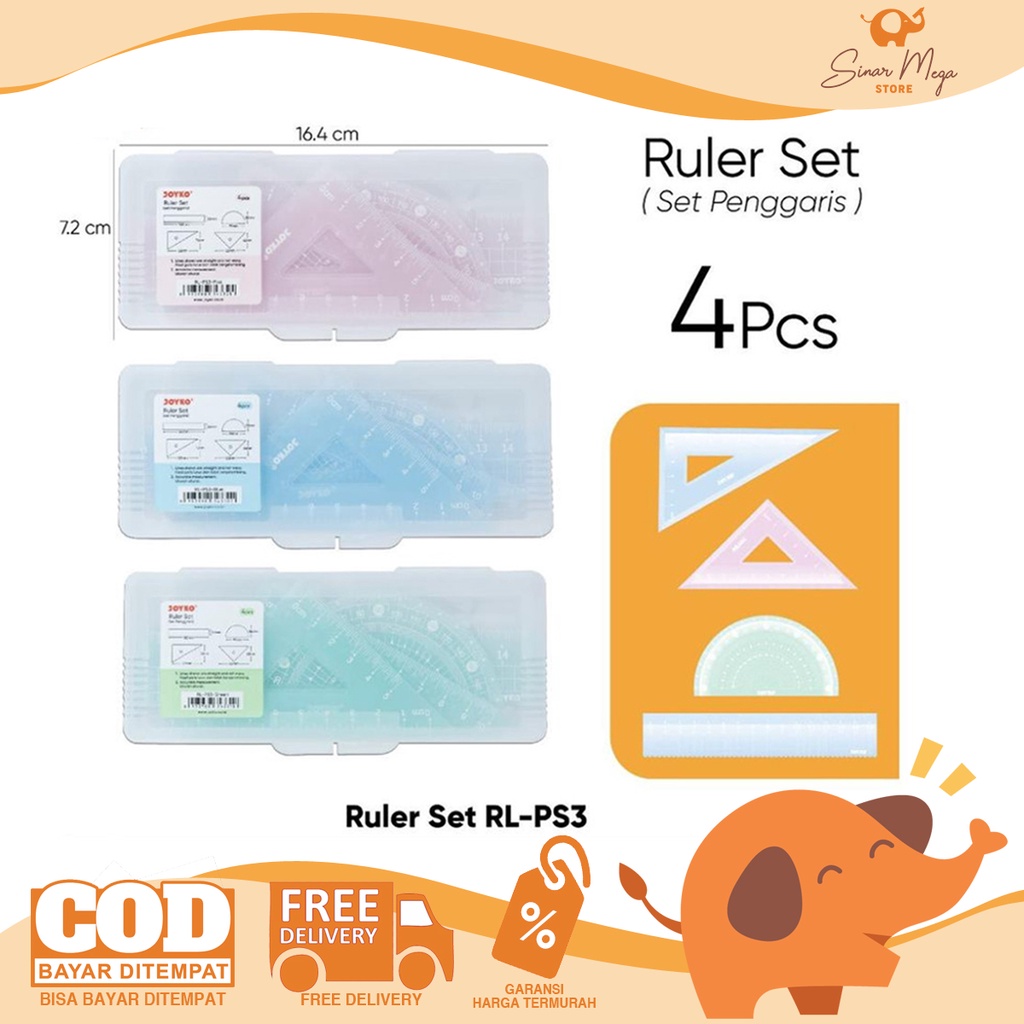 Joyko Bow Ruler Set RL-PS3 / Measuring Tool Set / Student Math Set ...