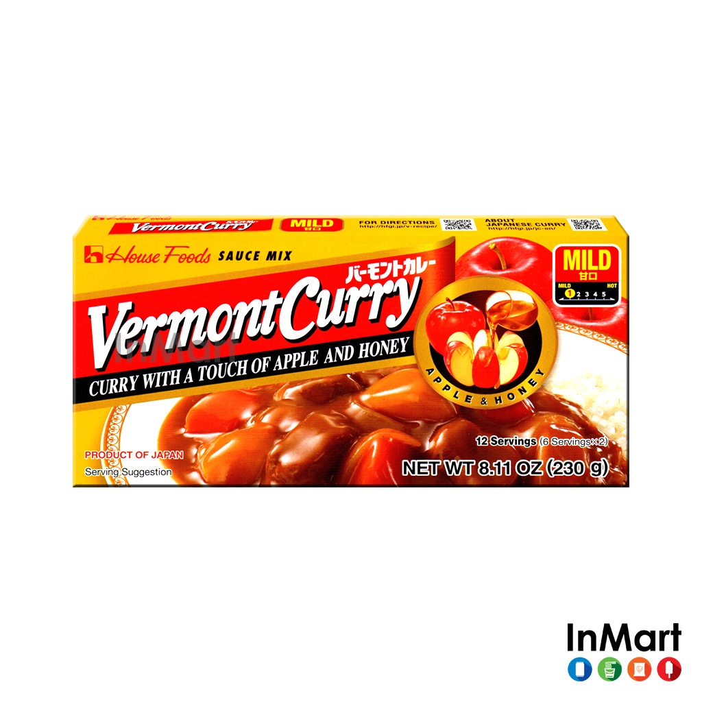 House Food Vermont Curry Mild 230g 12 Serving 日本 百梦多咖喱 佛蒙特苹果咖喱颗粒块 甘口甜味 ...