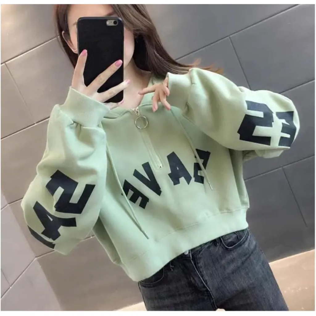 SAVE CROPE HODIE ZIPPER SWEATER | Women's Cropped TOP SWEATER | Shopee ...