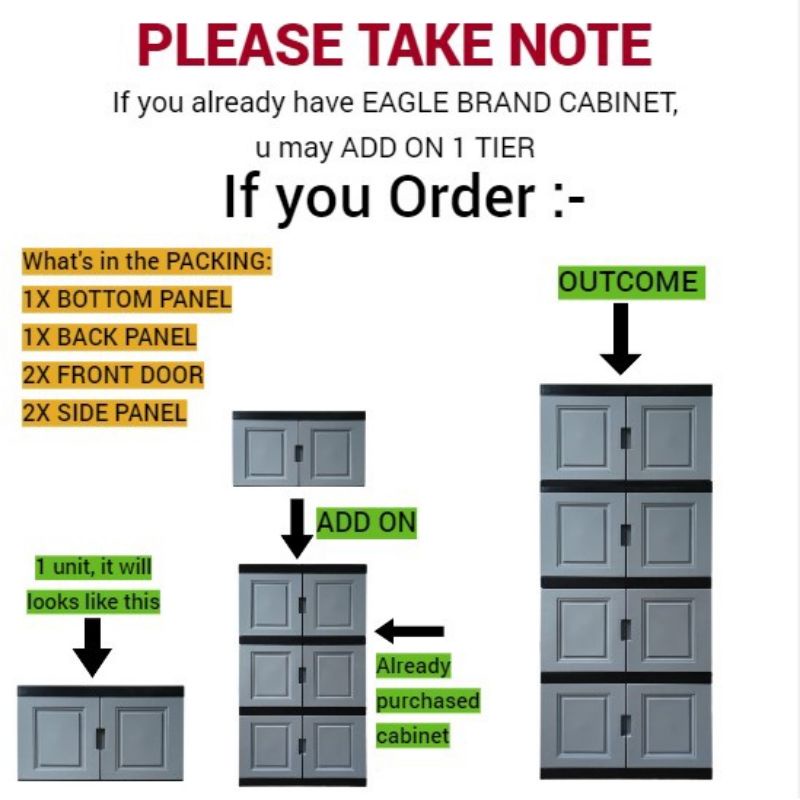 ADD ON 1 Tier Eagle Storage Cabinet / Plastic Cabinet / kitchen cabinet ...