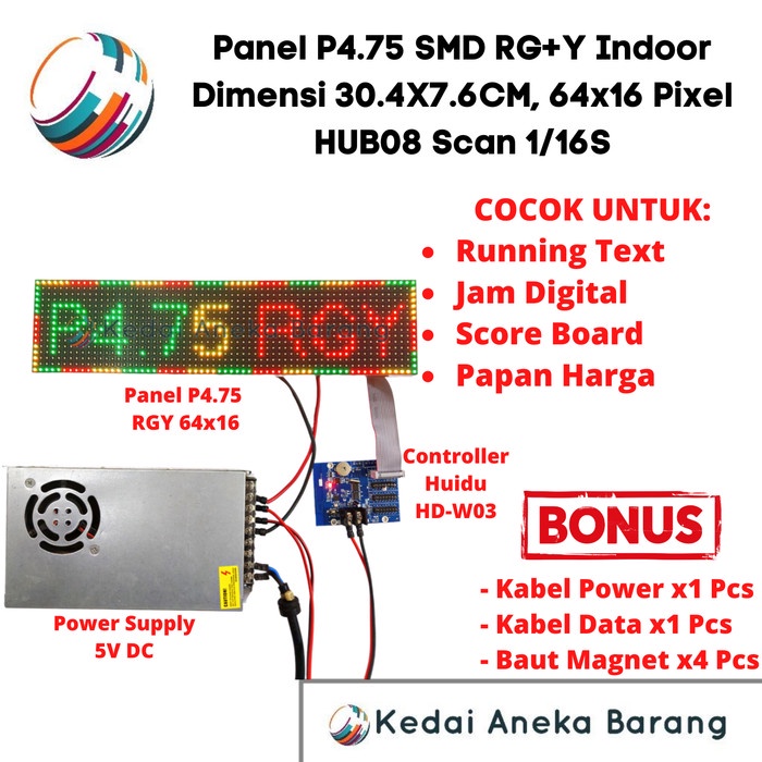 Led Module PANEL P4.75 F3.75 64X16 RUNNING TEXT SMD RG Y RG+Y INDOOR | Shopee Malaysia