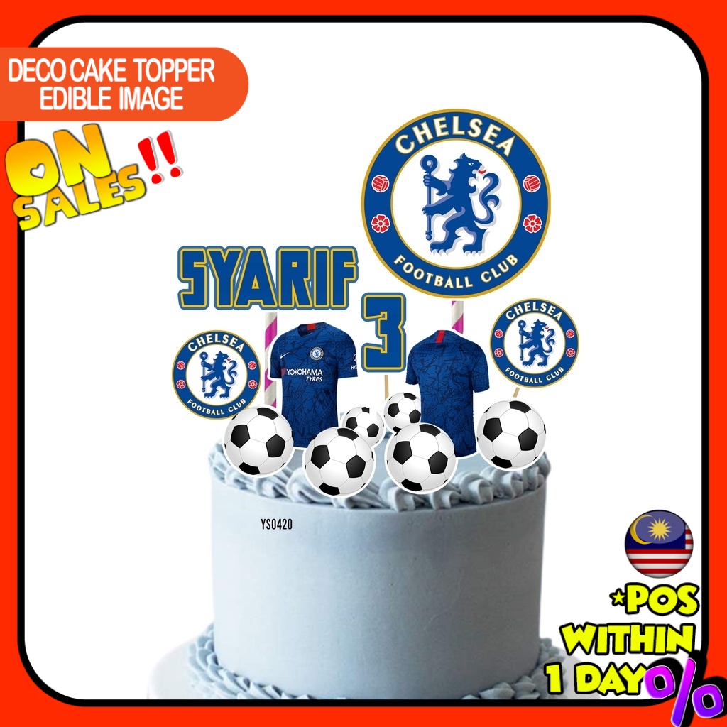 [CUSTOM NAME] Happy Birthday Cake Topper Chelsea Decoration Set Party ...