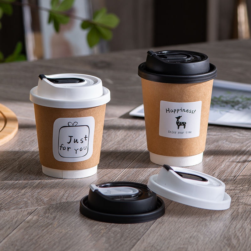 Disposable Hot Cup Paper Coffee Cup With Lid Milk Tea Soy Milk ...