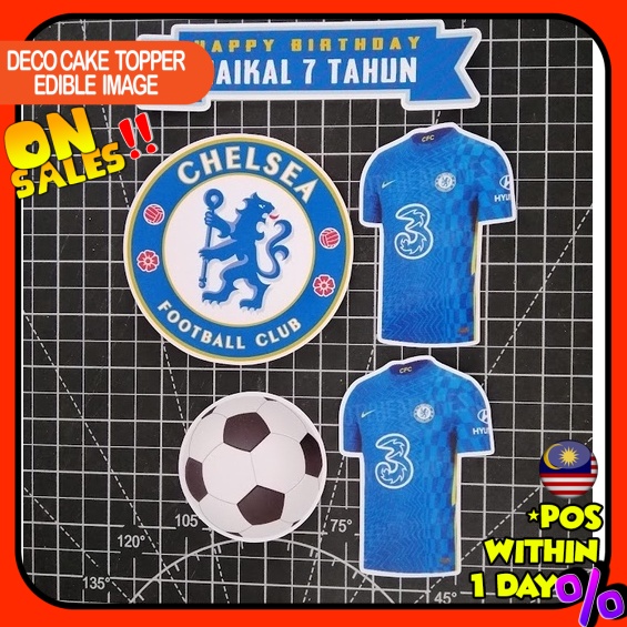 [CUSTOM NAME] Happy Birthday Cake Topper Chelsea Decoration Set Party ...