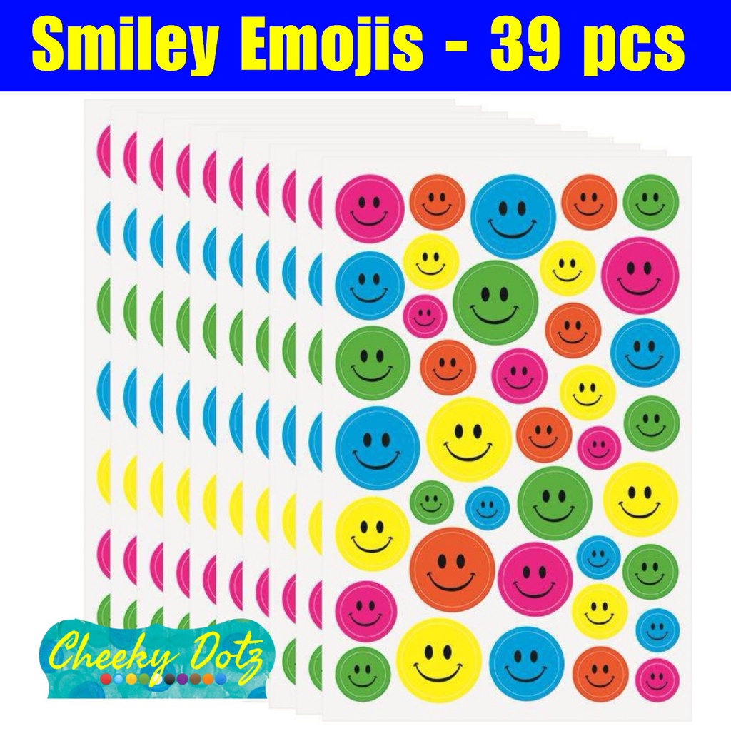 COLOURFUL STUDENTS TEACHER REWARD STICKERS SMILEY EMOJI DOT CARTOON DIY ...